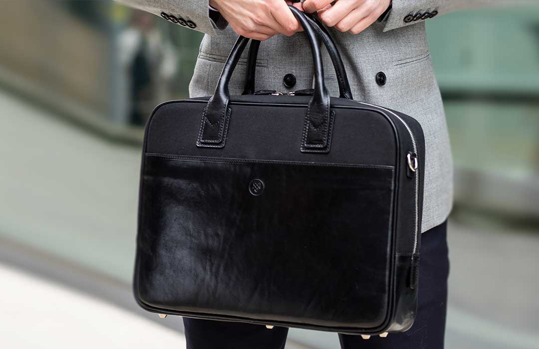 Calvino Canvas & Leather Laptop Business Bag | Men’s Work Bag - Maxwell ...